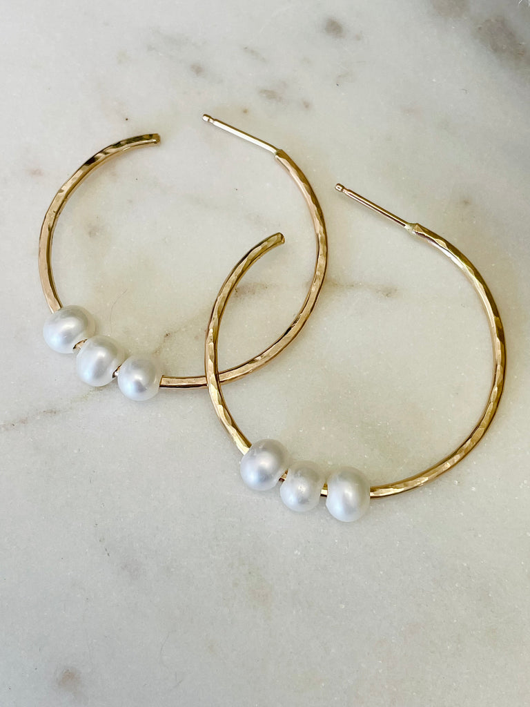 Mallory Pearl Hoops – Marie Handmade