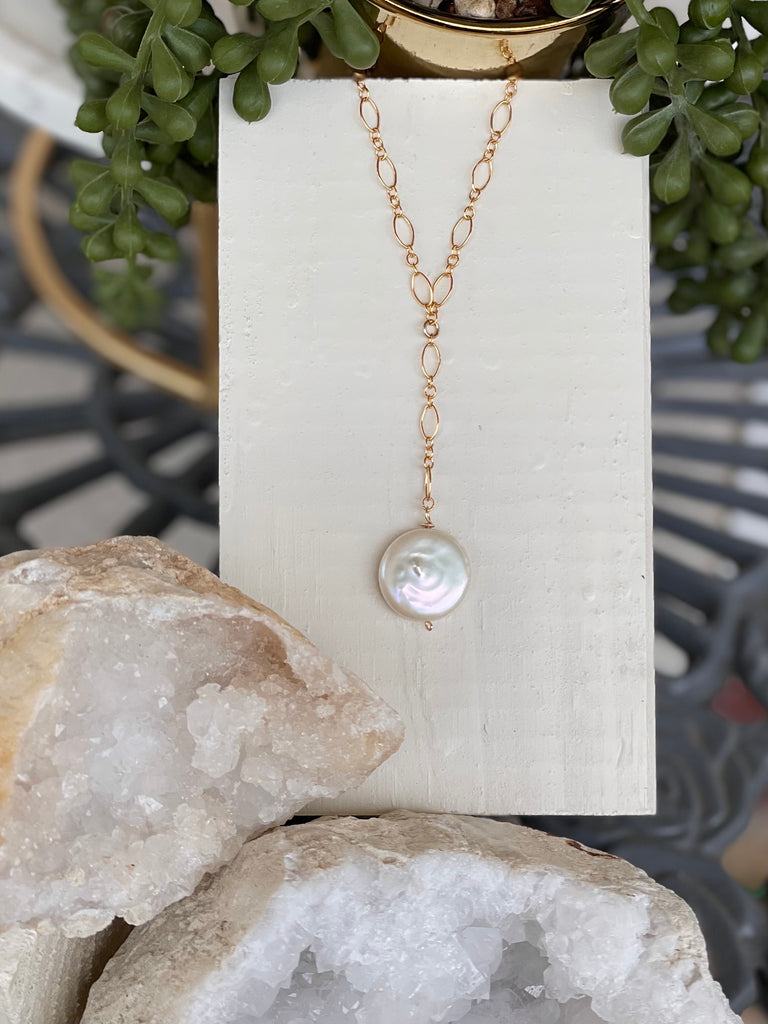 Marie Coin Pearl Lariat – Marie Handmade